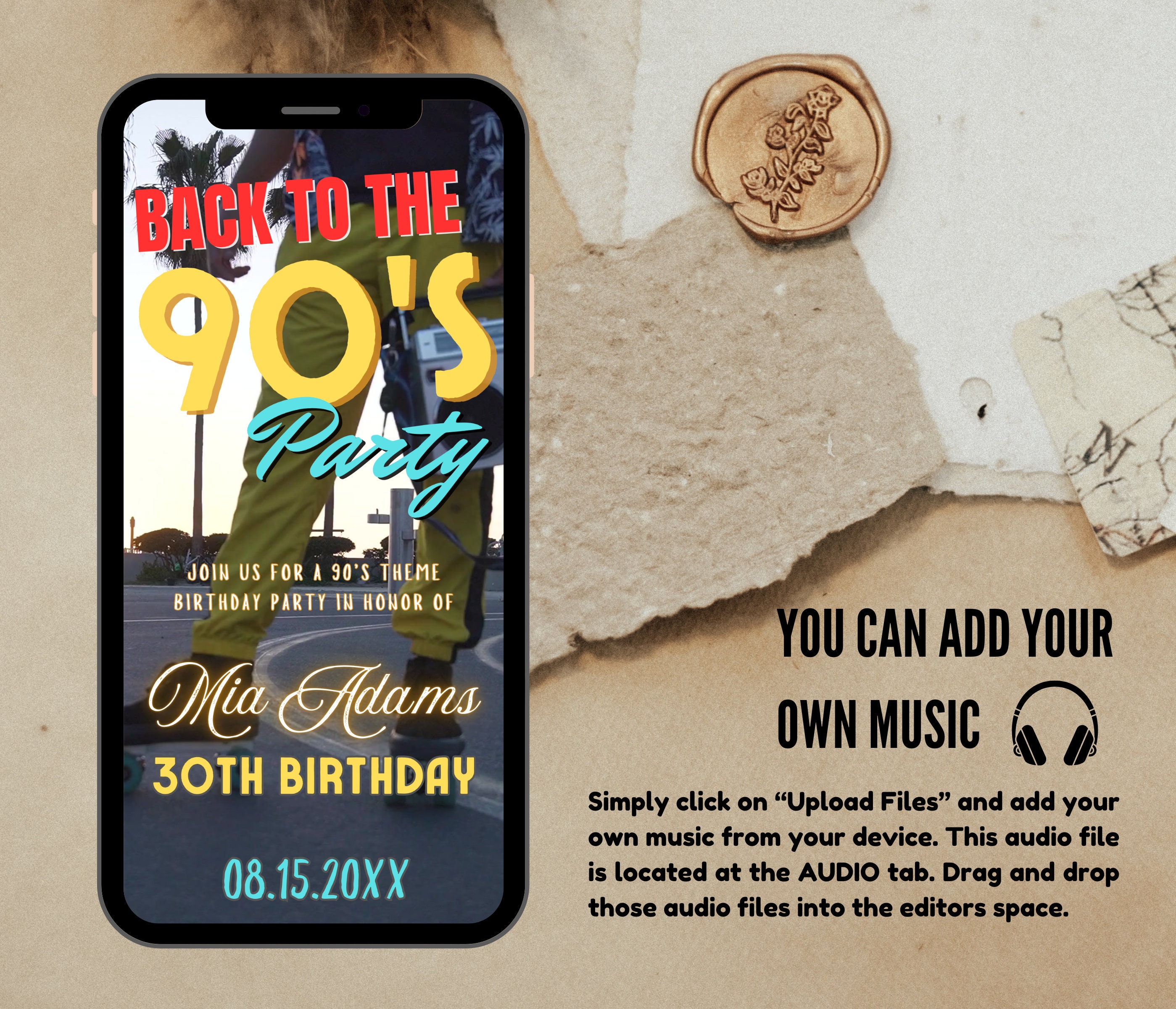 Editable 90s Birthday Invitation, 90s Party Invite, Back to 90s, Retro ...