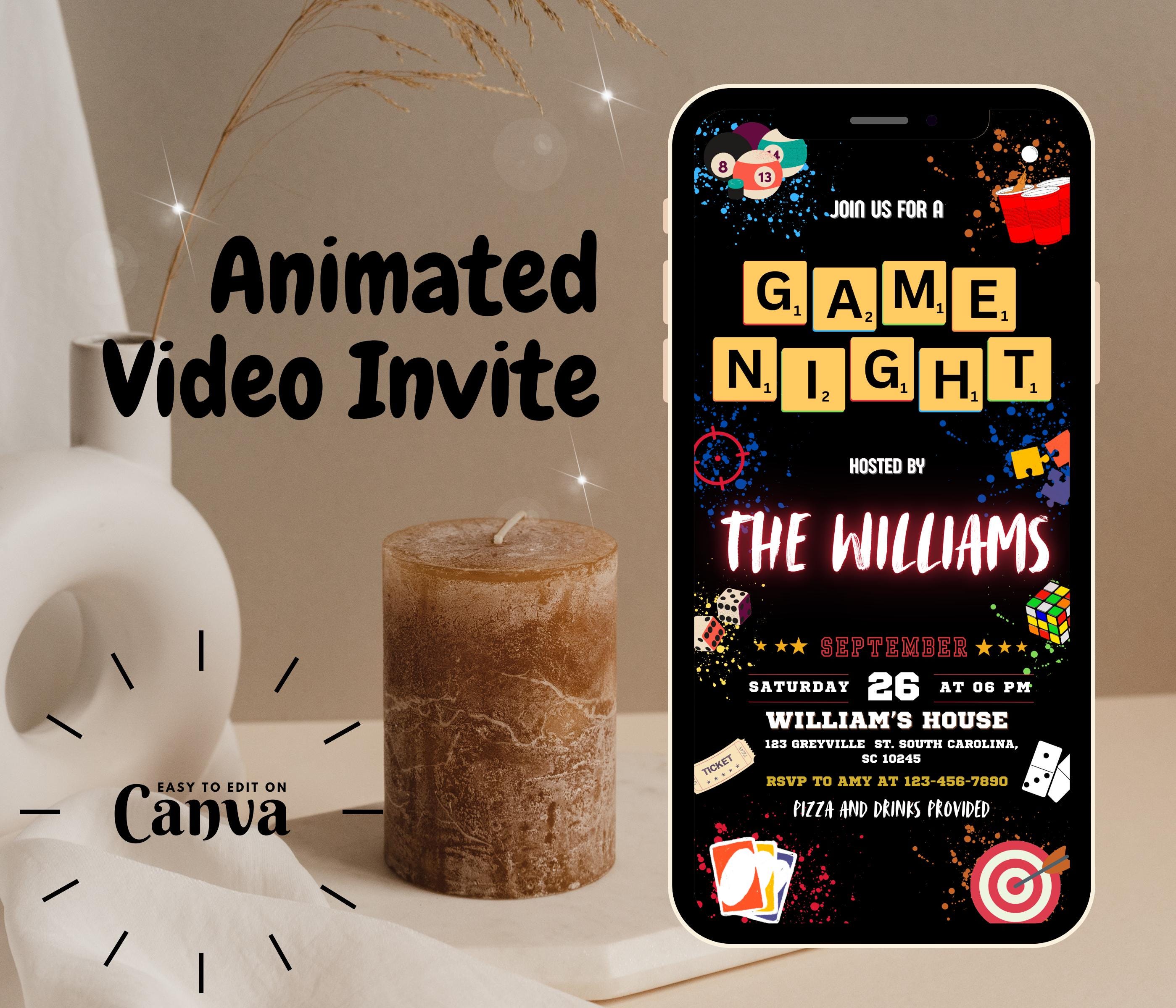 Game Night Invitation, EDITABLE House Party Invite, Board Games ...