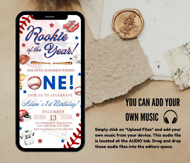Editable Baseball Invitation First Birthday Party Rookie of the Year ...