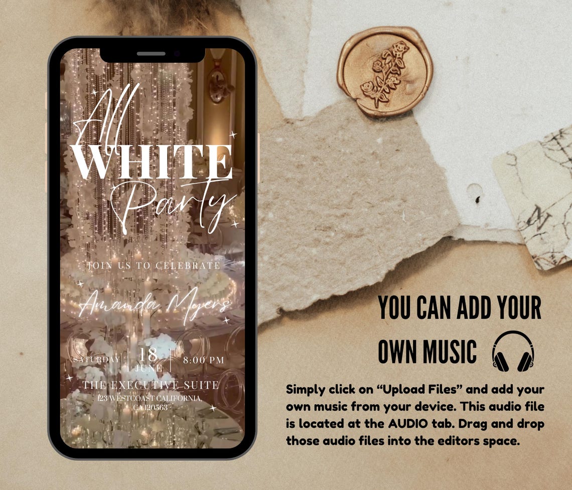 All White Party Invitation Summer White Party Invite Editable All White ...