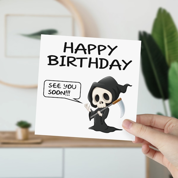 Grim Reaper Birthday Card - Etsy