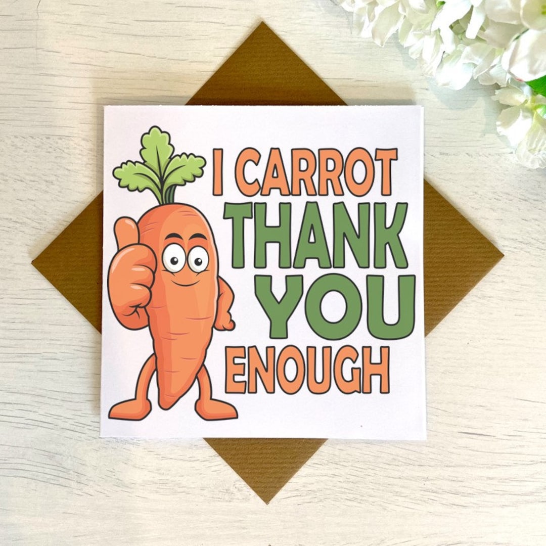 Thank You Card Funny Thank You Card Carrot Thank You - Etsy