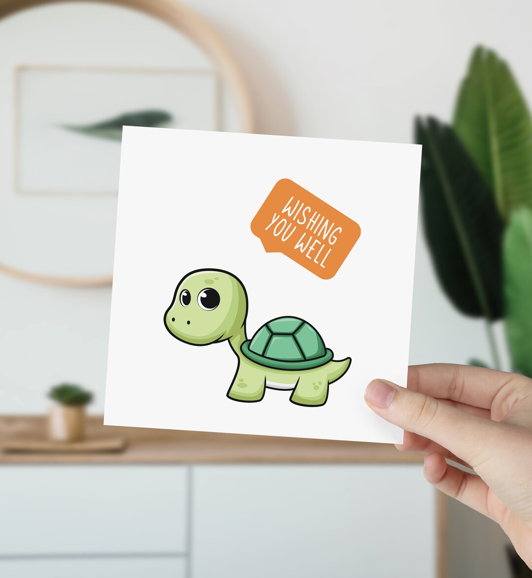 Wishing You Well Card | Get Well Soon Card | Turtle Get Well Card | for ...