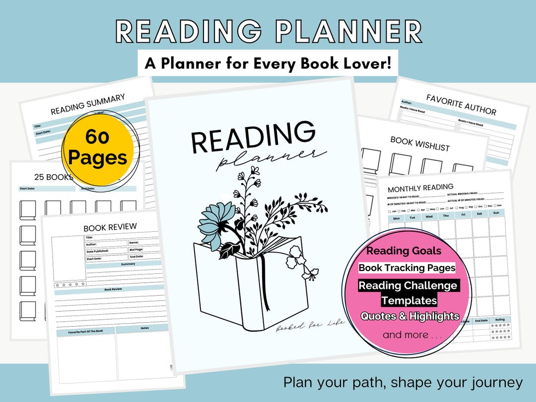Book Lover Reading Planner | Tracker, Goals, Journal (digital Download ...