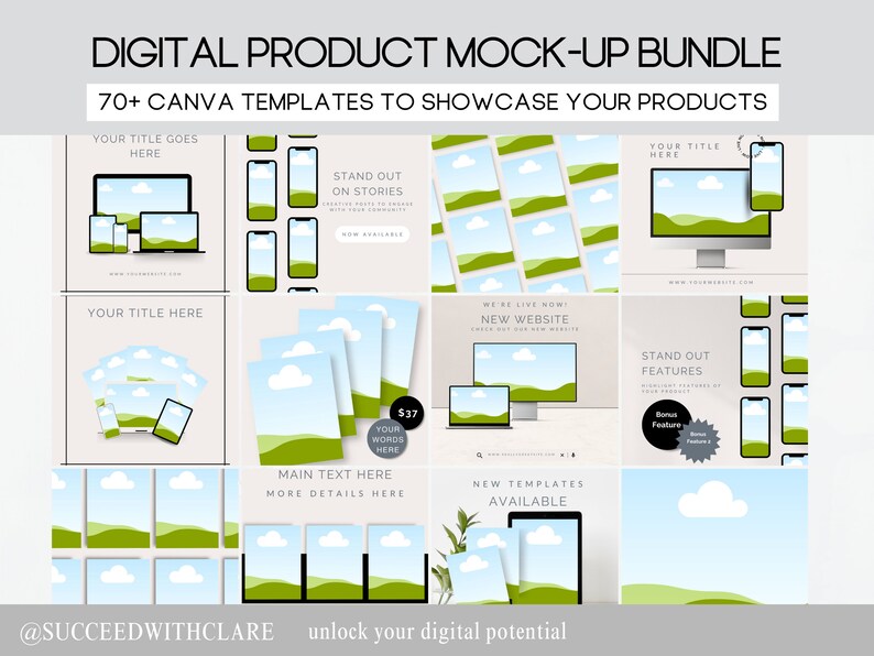 Canva Digital Product Mockup Templates | Etsy Listing Mockups (digital ...