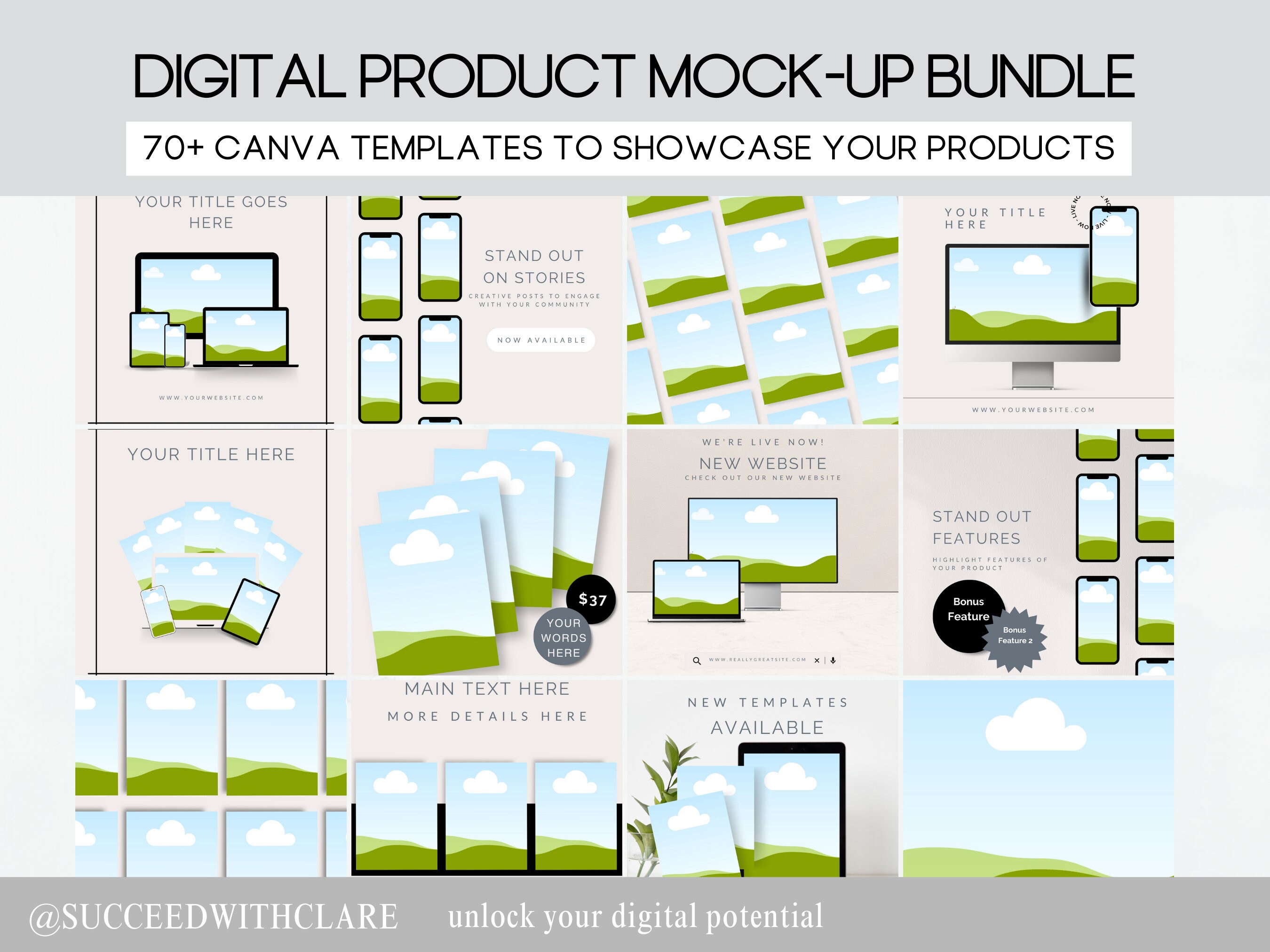 Digital Product Mockup Templates | Editable Canva Templates | Etsy ...