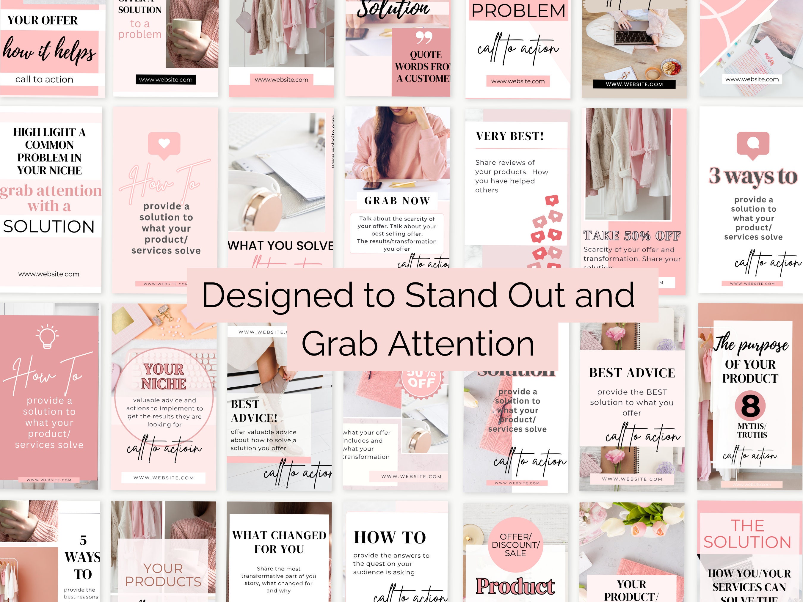 55 Pink Pinterest Templates Canva, Marketing Pins (digital Download) - Etsy