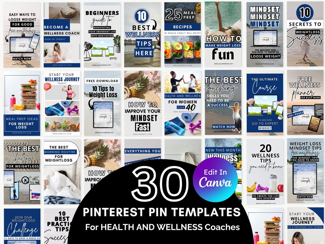 30 Pinterest Pin Templates for Health and Wellness Coaches, Trainers ...