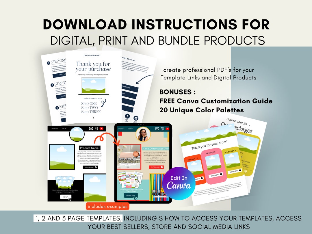 Digital Download Instruction Templates for Digital Products, Digital ...