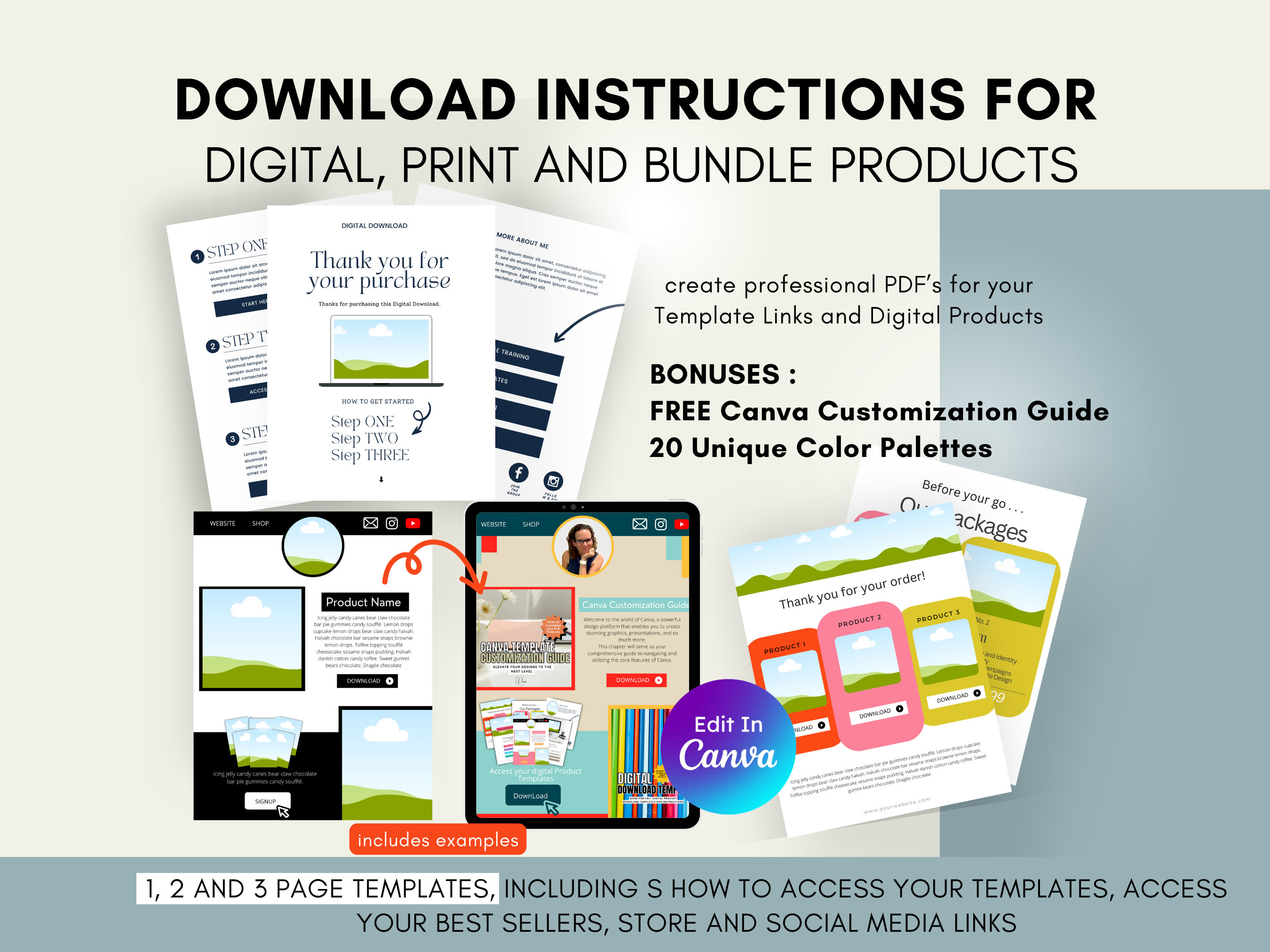 Digital Download Instruction Templates, Canva Guide (PDF) - Etsy