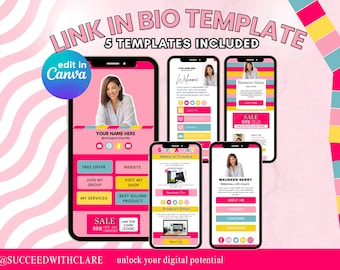 Quick Links Landing Page Template Canva Template One Page Website Linktree Canva Quick Links ...