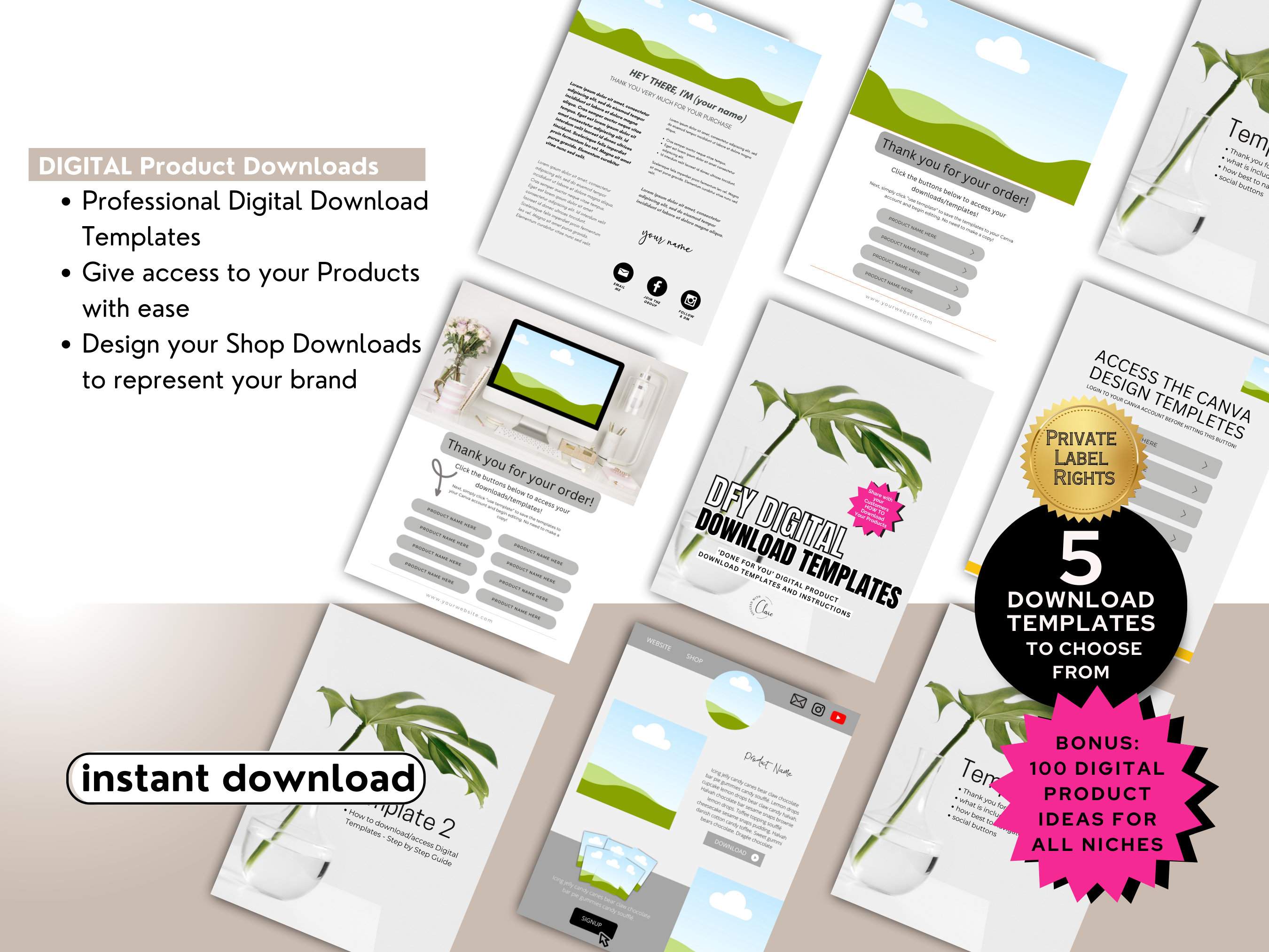 Digital Download Instruction Templates for Digital Products, Digital ...