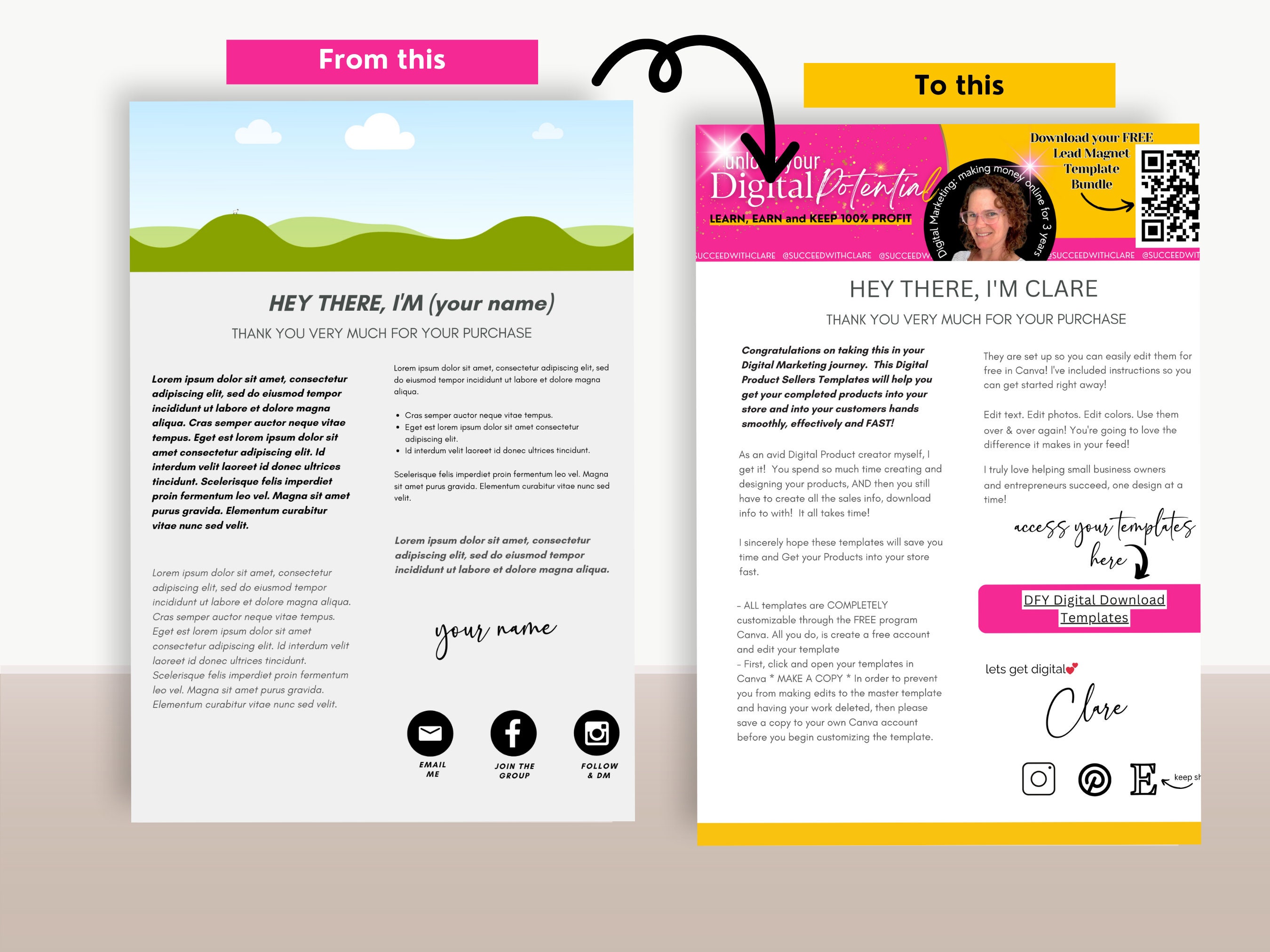 Digital Download Instruction Templates for Digital Products, Digital ...