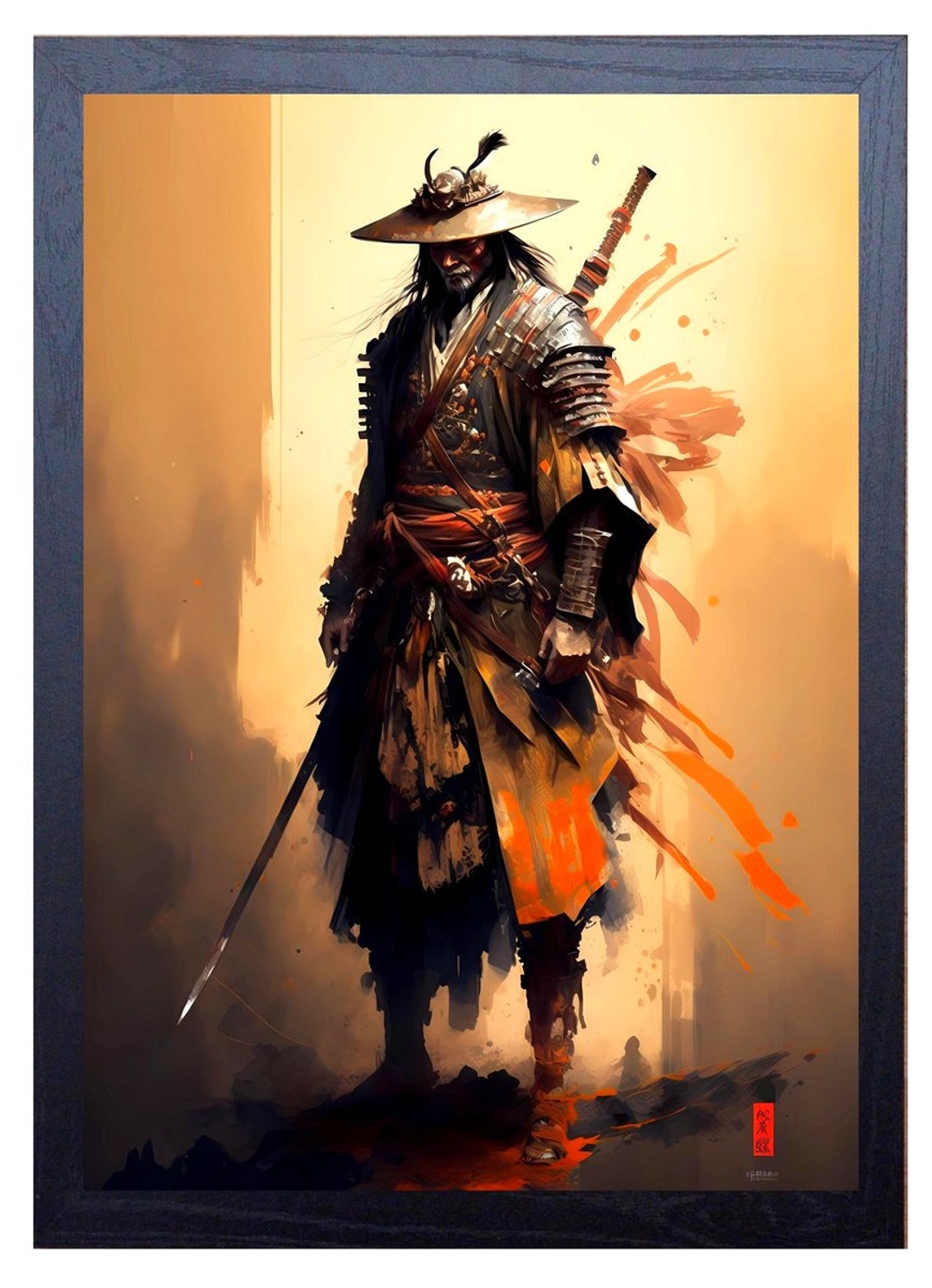 Beautiful Vivid Fine Art Print of a Samurai Warrior Painting picture 3 ...