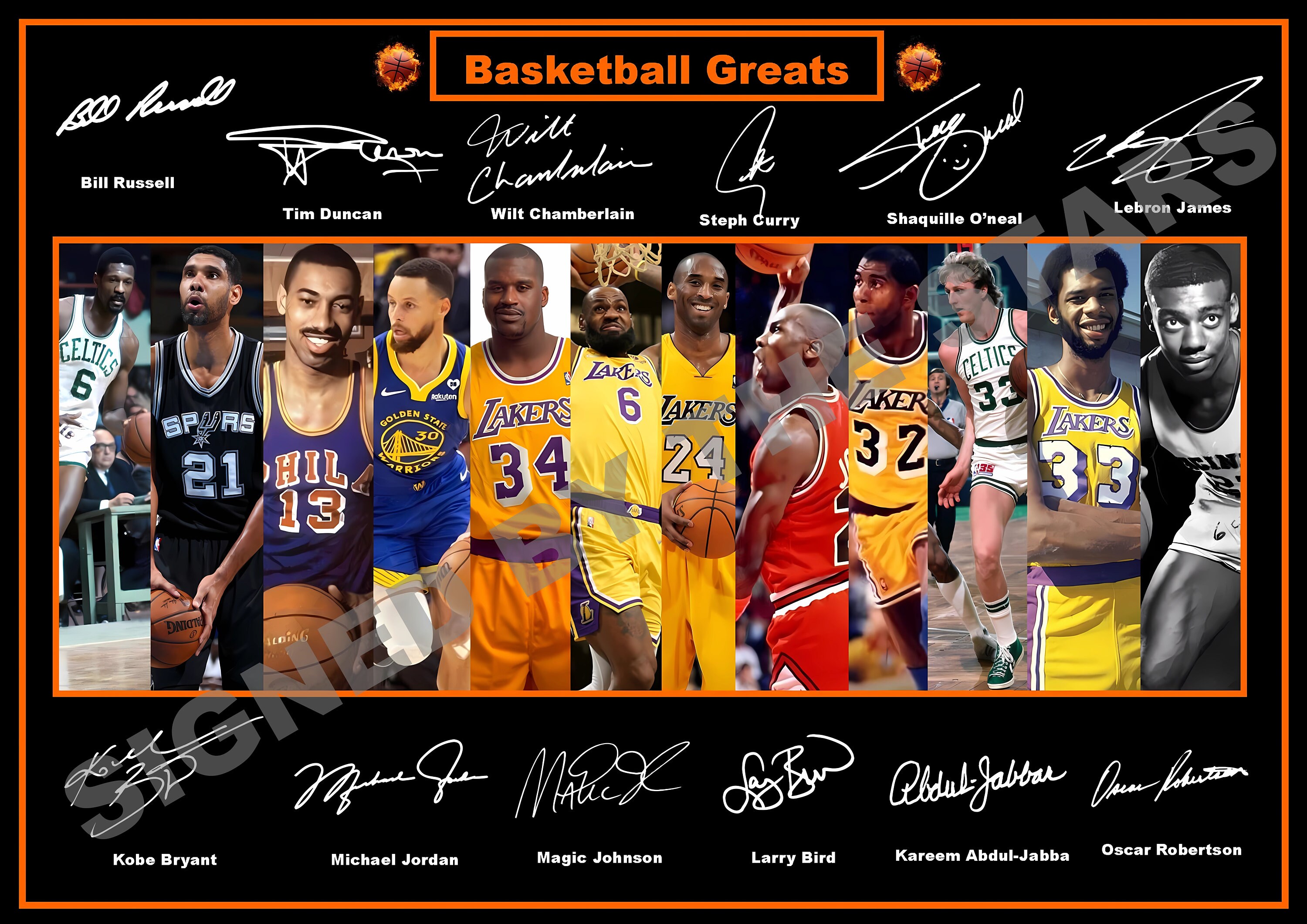 Great Quality Baketball Legends Signed / Autographed. Stunning Quality ...