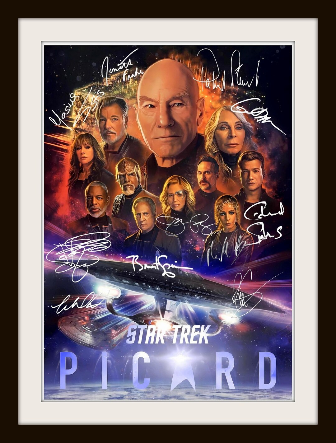 Star Trek Picard Cast Signed / Autographed Stunning Quality Print . Patrick Stewart, Jeri Ryan ...