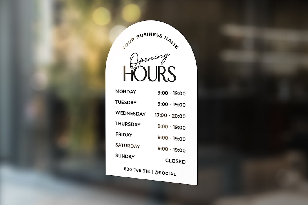 Custom Store Hours Vinyl Decal Storefront Business Decal Custom Window ...