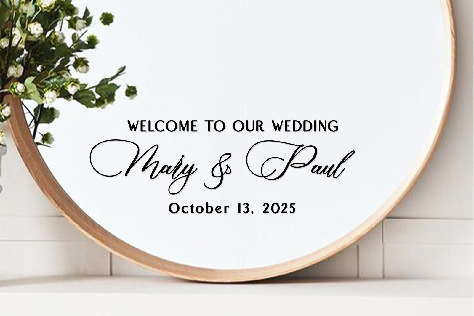 Custom Wedding Name Vinyl Decal Personalized Wedding Mirror Decal ...