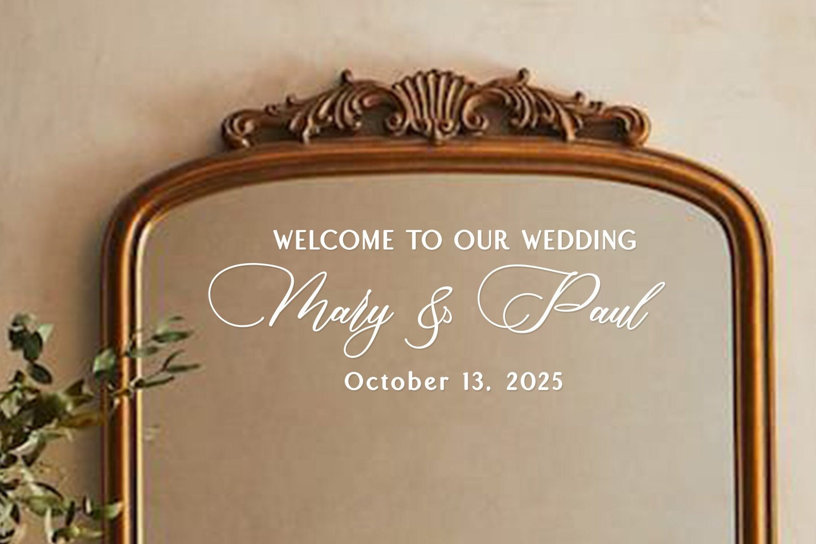 Custom Wedding Name Vinyl Decal Personalized Wedding Mirror Decal ...