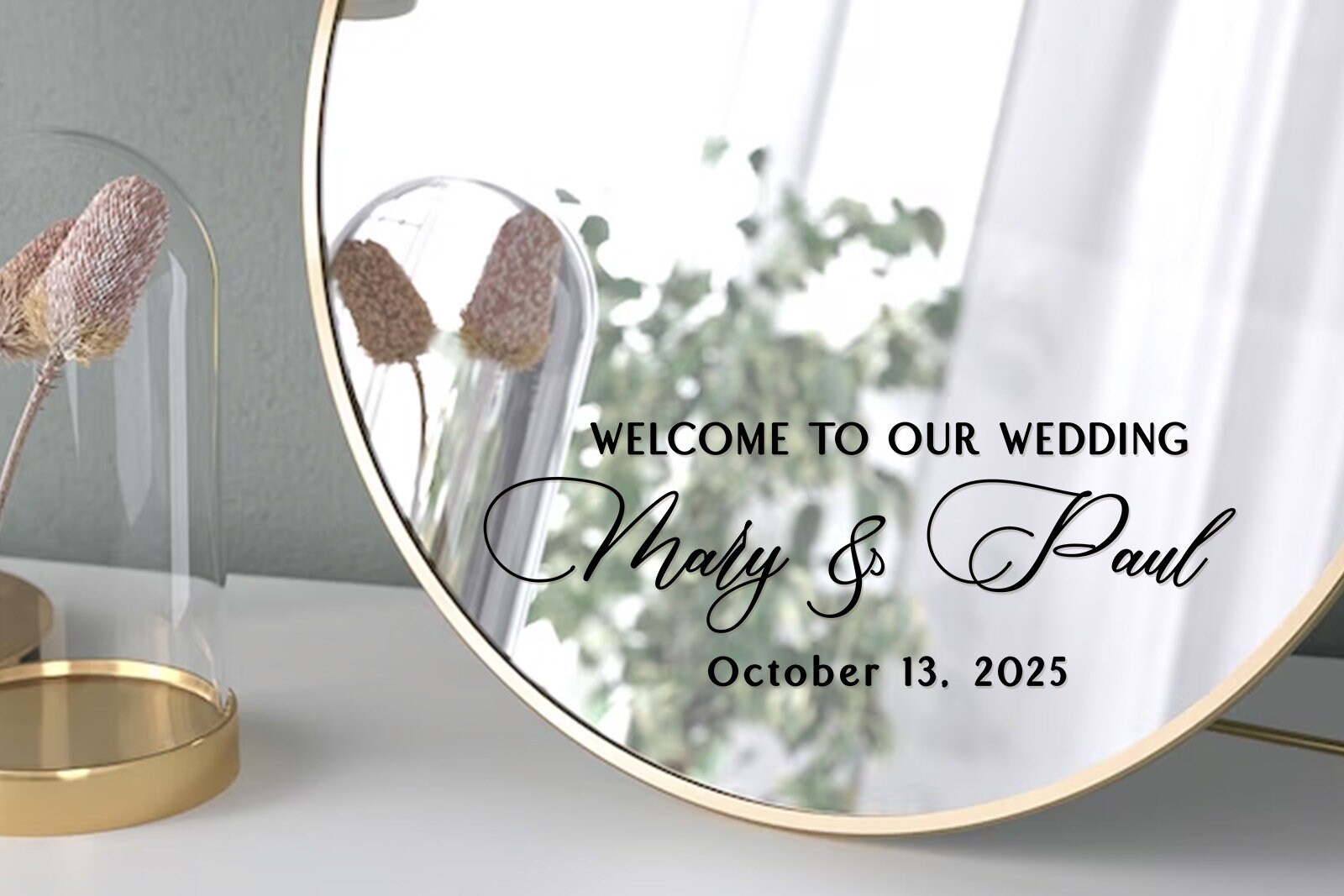 Custom Wedding Name Vinyl Decal Personalized Wedding Mirror Decal ...