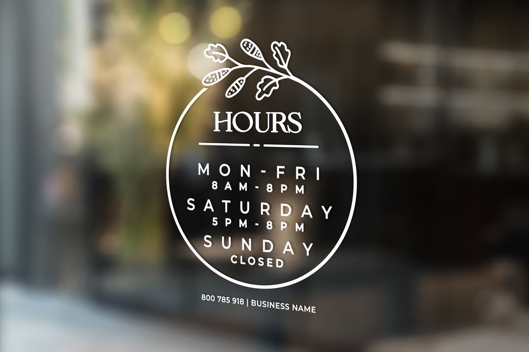 Storefront Custom Hours Vinyl Decal Flower Store Hours Decal Custom ...