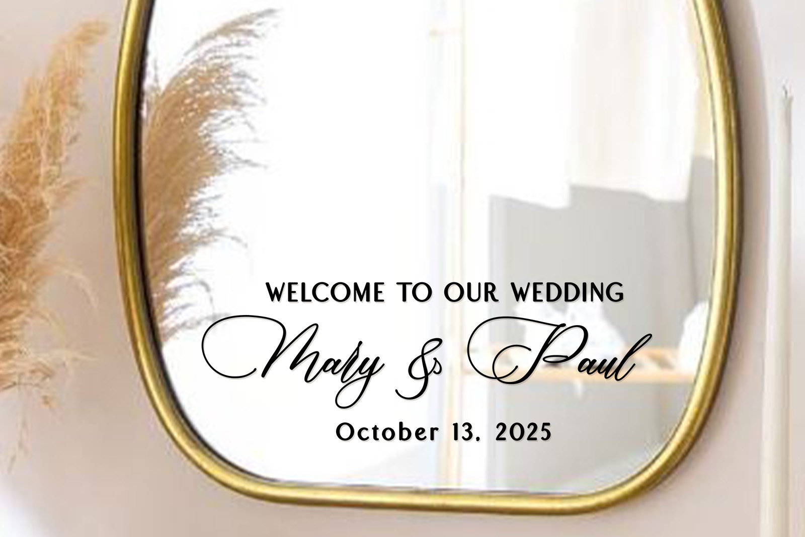 Custom Wedding Name Vinyl Decal Personalized Wedding Mirror Decal ...