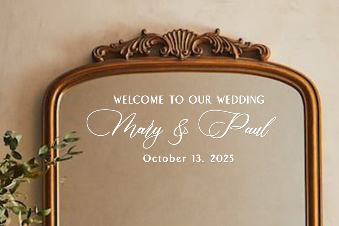 Wedding Mirror Vinyl Decal Personalized Mirror Decal Sticker Wedding ...