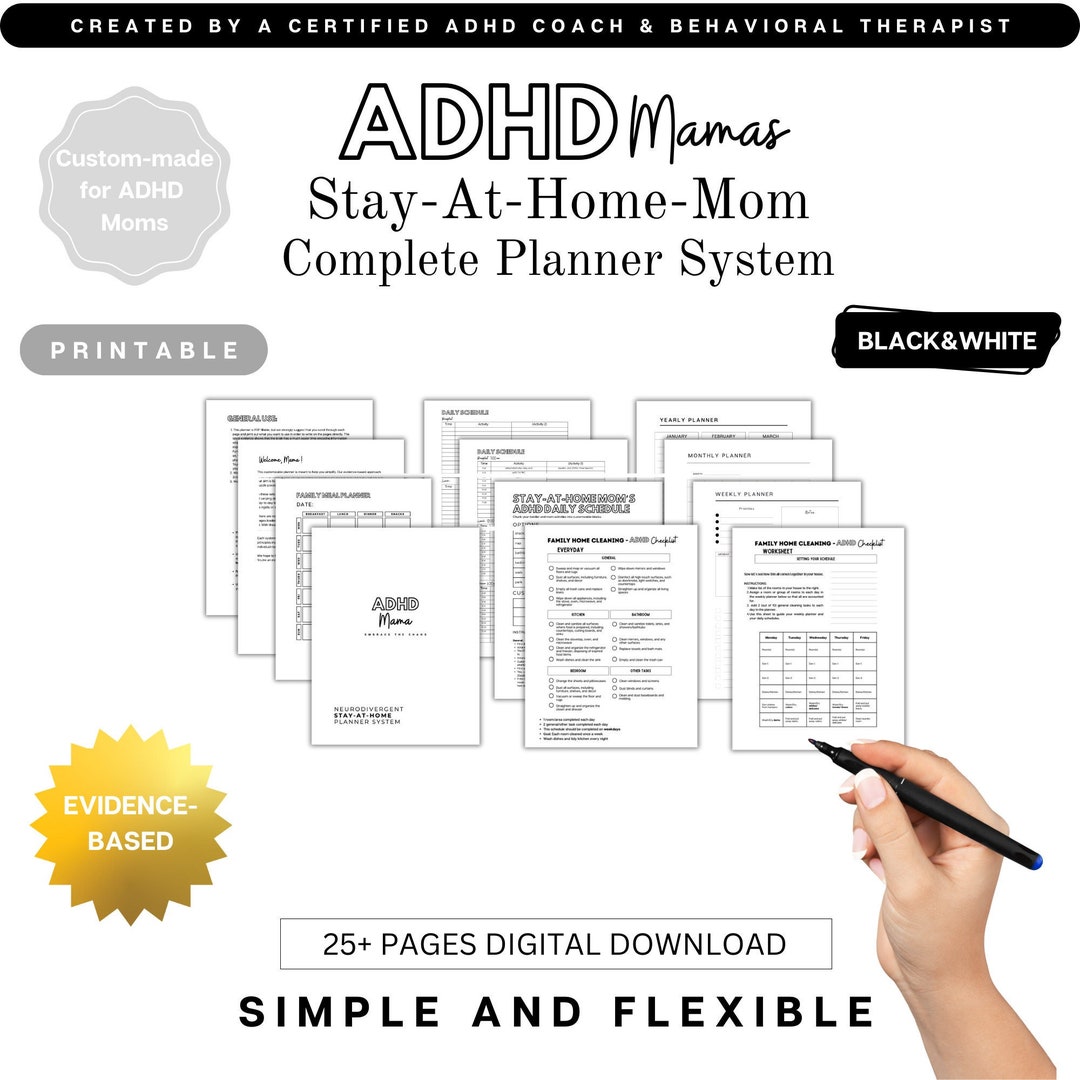 ADHD Daily Planner for Moms Printable Family Organizer, Undated Life ...