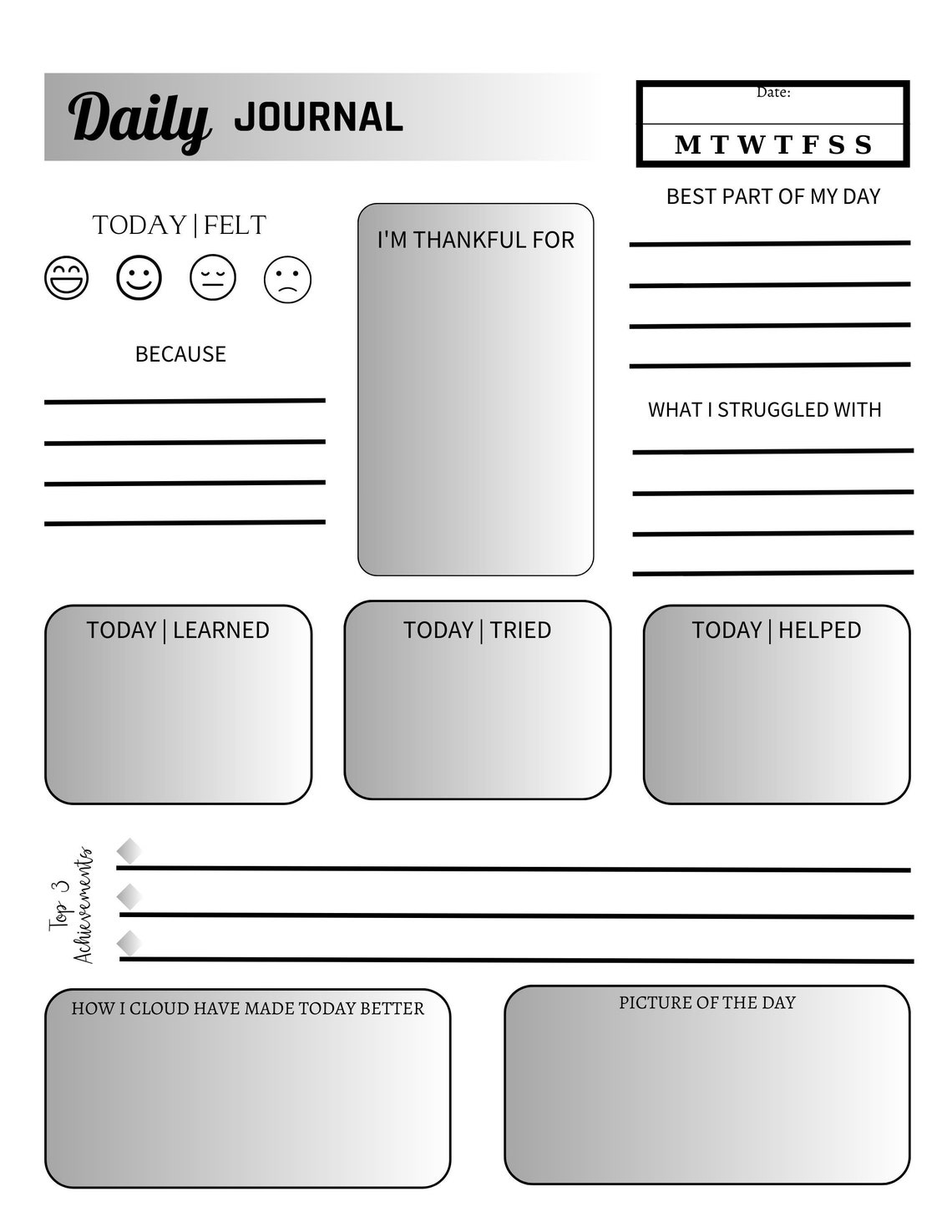 Kids Daily Journal Printable Kids Journal DIY Journal - Etsy