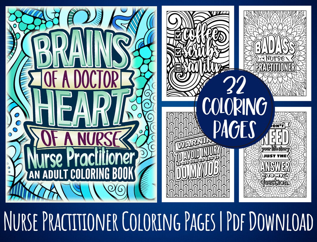 Nurse Practitioner Adult Coloring Book Printable Pages Funny And Snarky