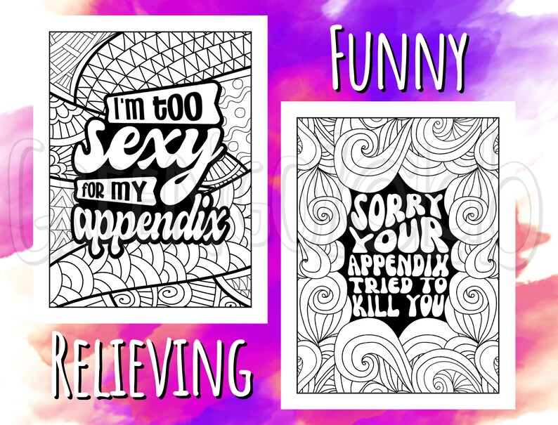 Appendicitis Surgery Coloring Book Pages for Women, Men | Post Appendix ...