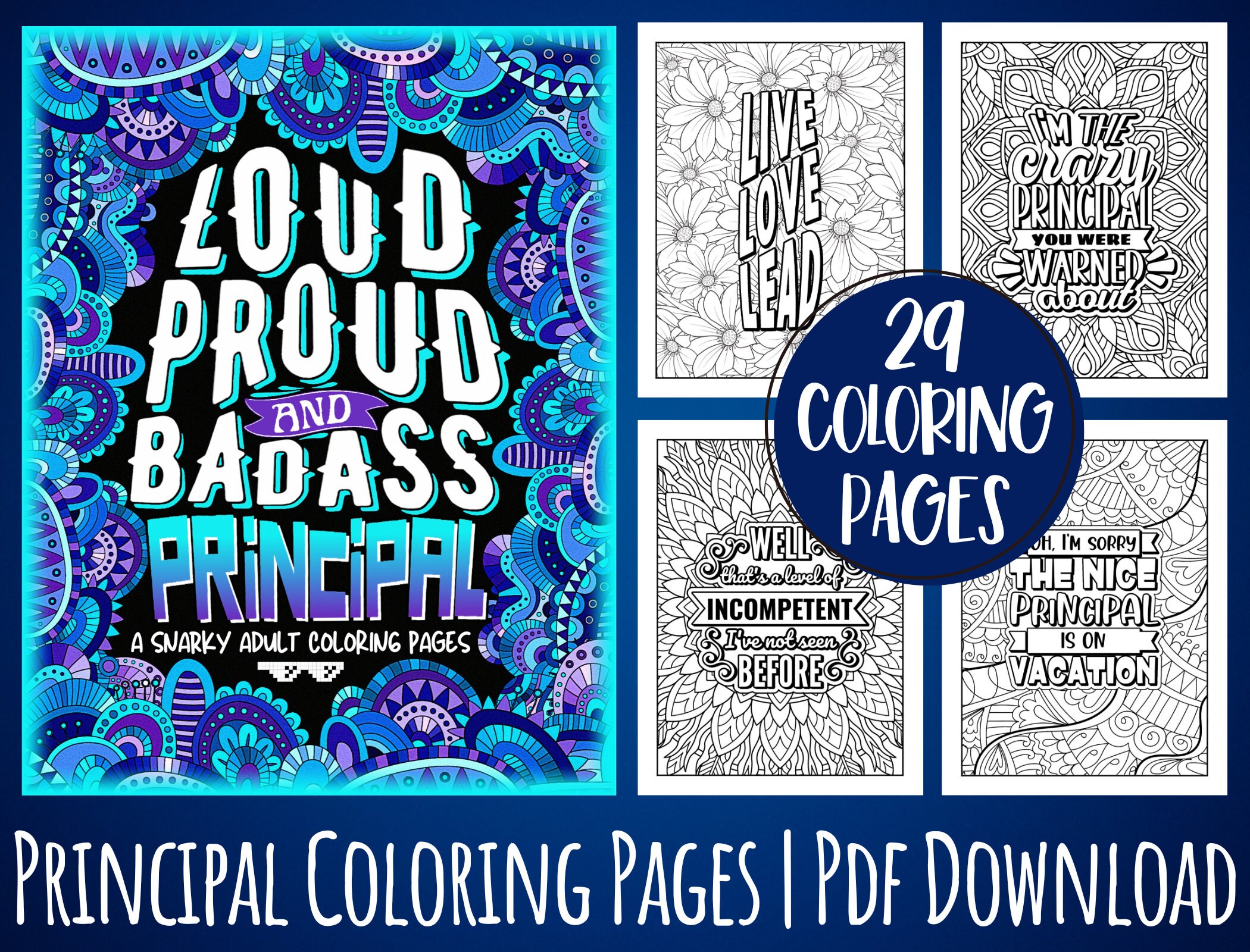 Principal Coloring Book Pages for Adults, Funny & Snarky Appreciation ...