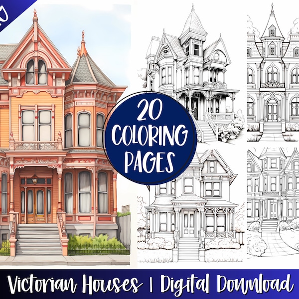 Victorian House Coloring Book - Etsy
