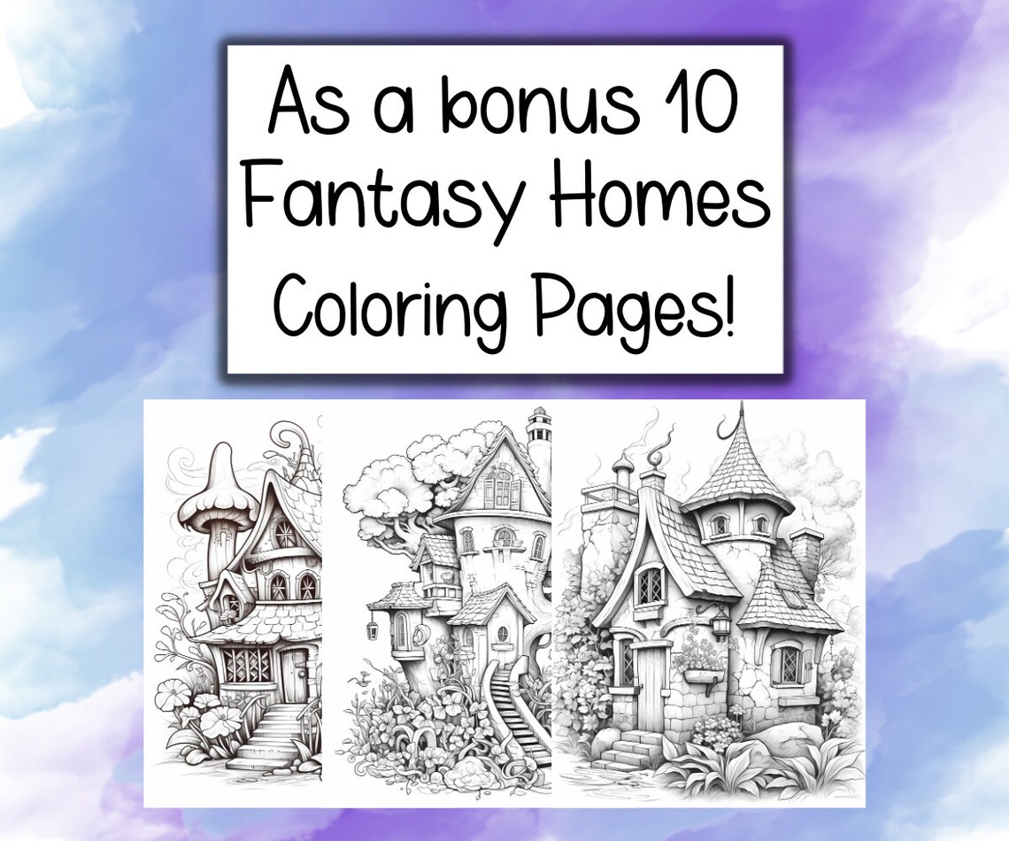 Forest Fairies Coloring Book Pages for Adults & Kids, Fantasy Fairy ...