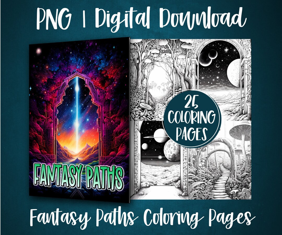 Magical Fantasy Paths Coloring Book Pages - Etsy