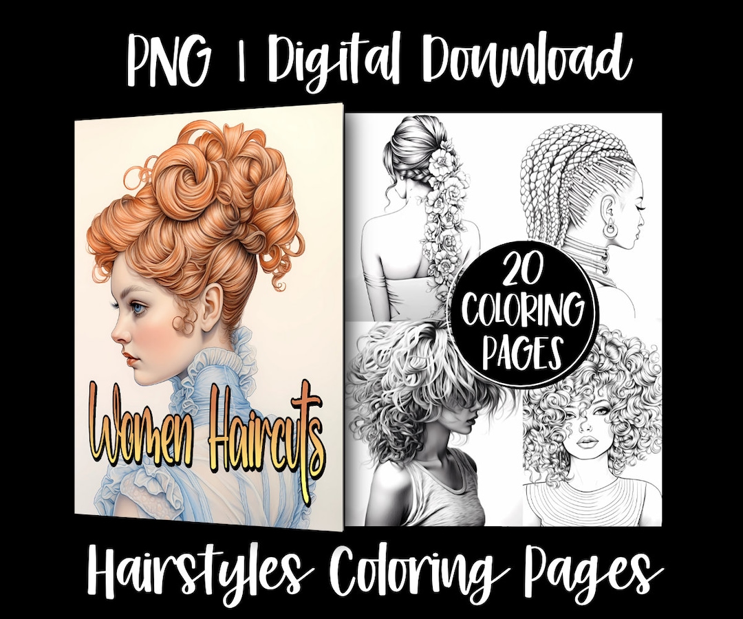 Beautiful Women Hairstyle Coloring Book Pages for Adults, Haircut ...