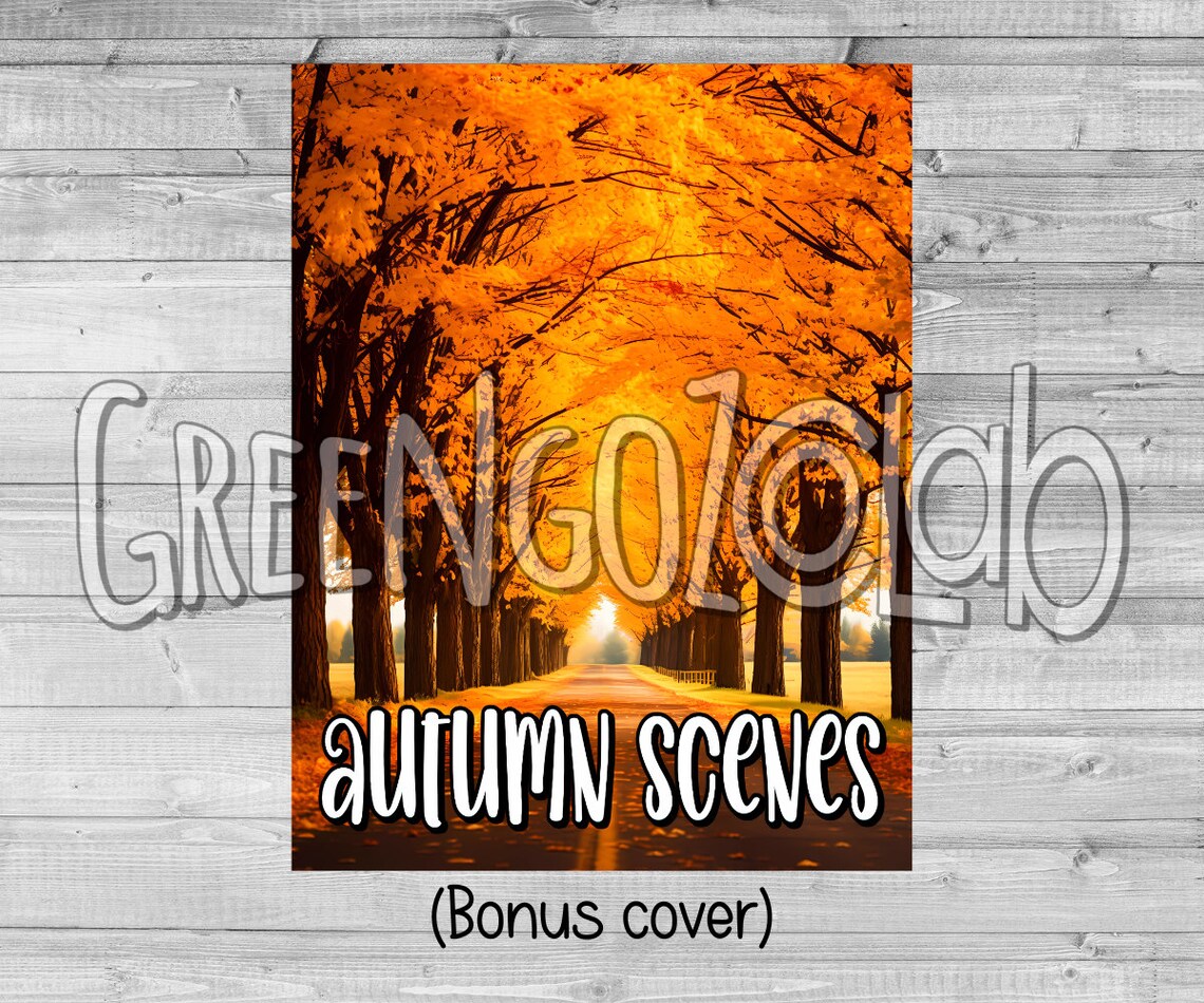 Autumn Scenes Coloring Book Pages for Adults, Charming Fall Grayscale ...