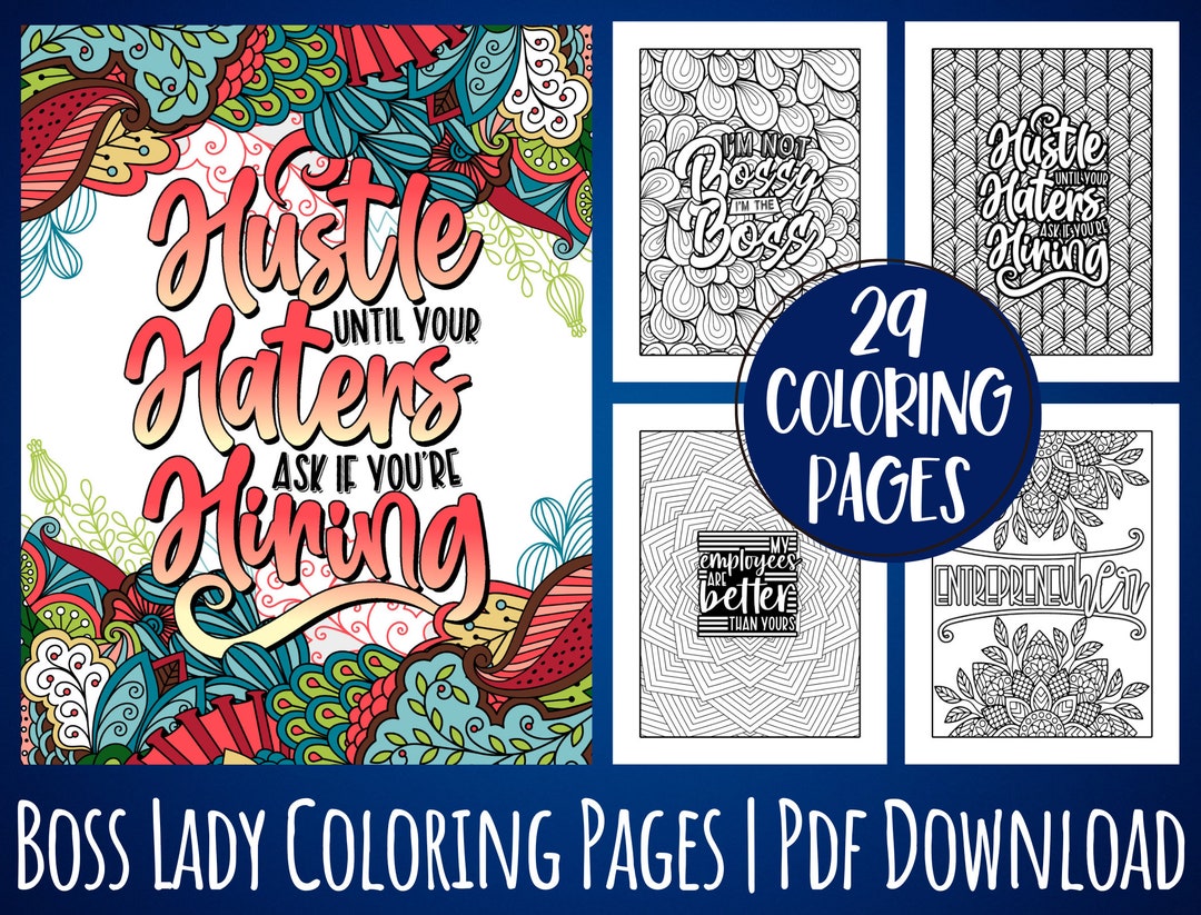 Boss Lady Coloring Book Pages, Funny Appreciation Printable Gift Idea ...