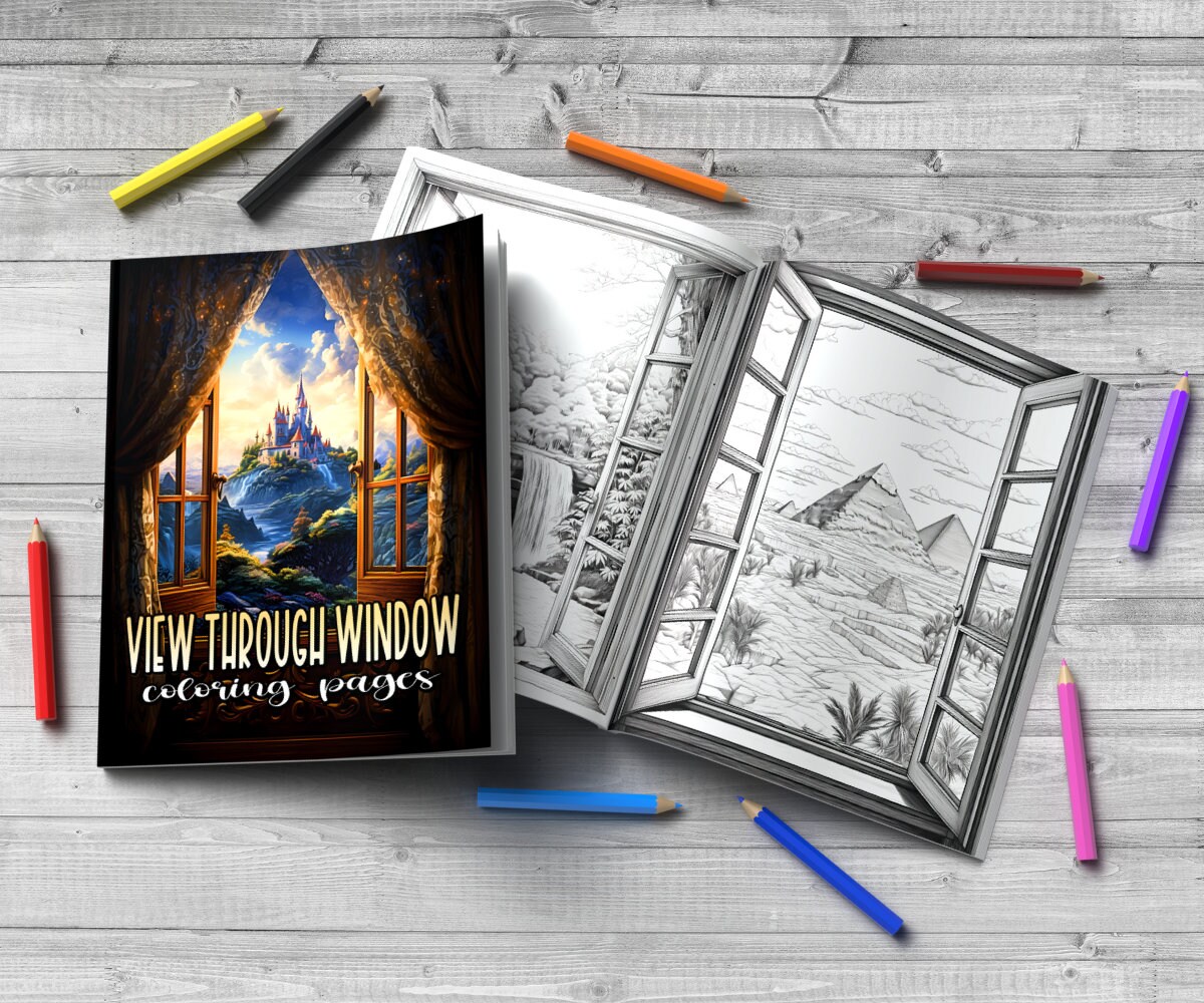 Magical Window to Another World Coloring Book Pages for Adults, Fantasy ...
