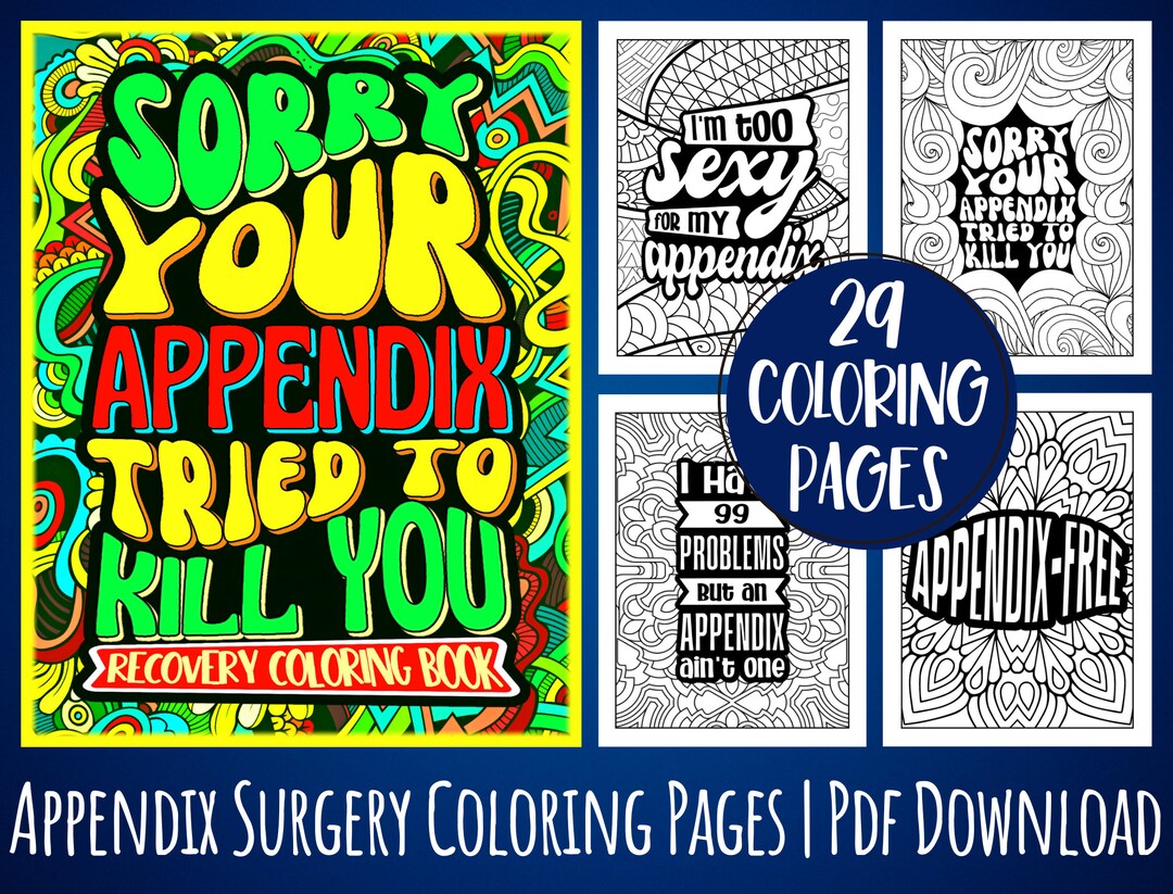 Appendicitis Surgery Coloring Book Pages for Women, Men | Post Appendix ...