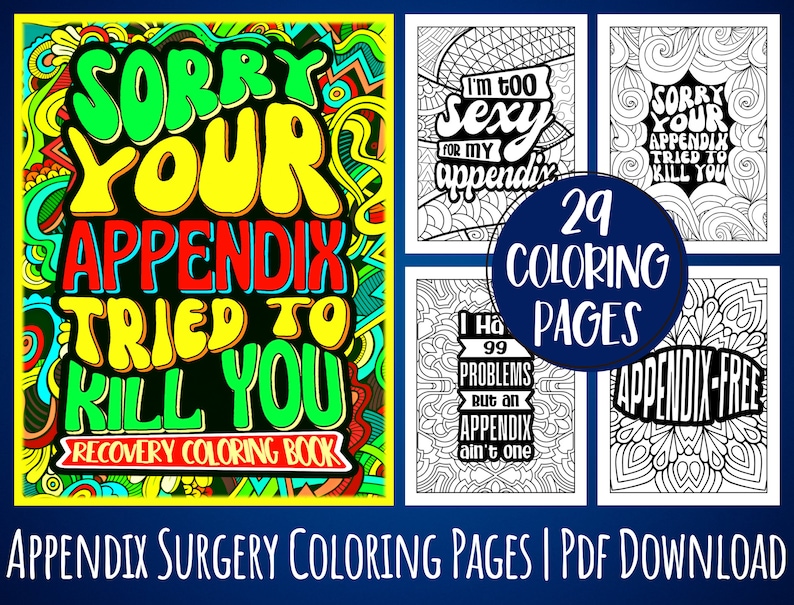 Appendicitis Surgery Coloring Book Pages for Women Men Post - Etsy