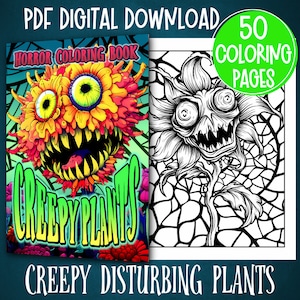 50 Creepy Horror Plants Coloring Book Pages - Etsy