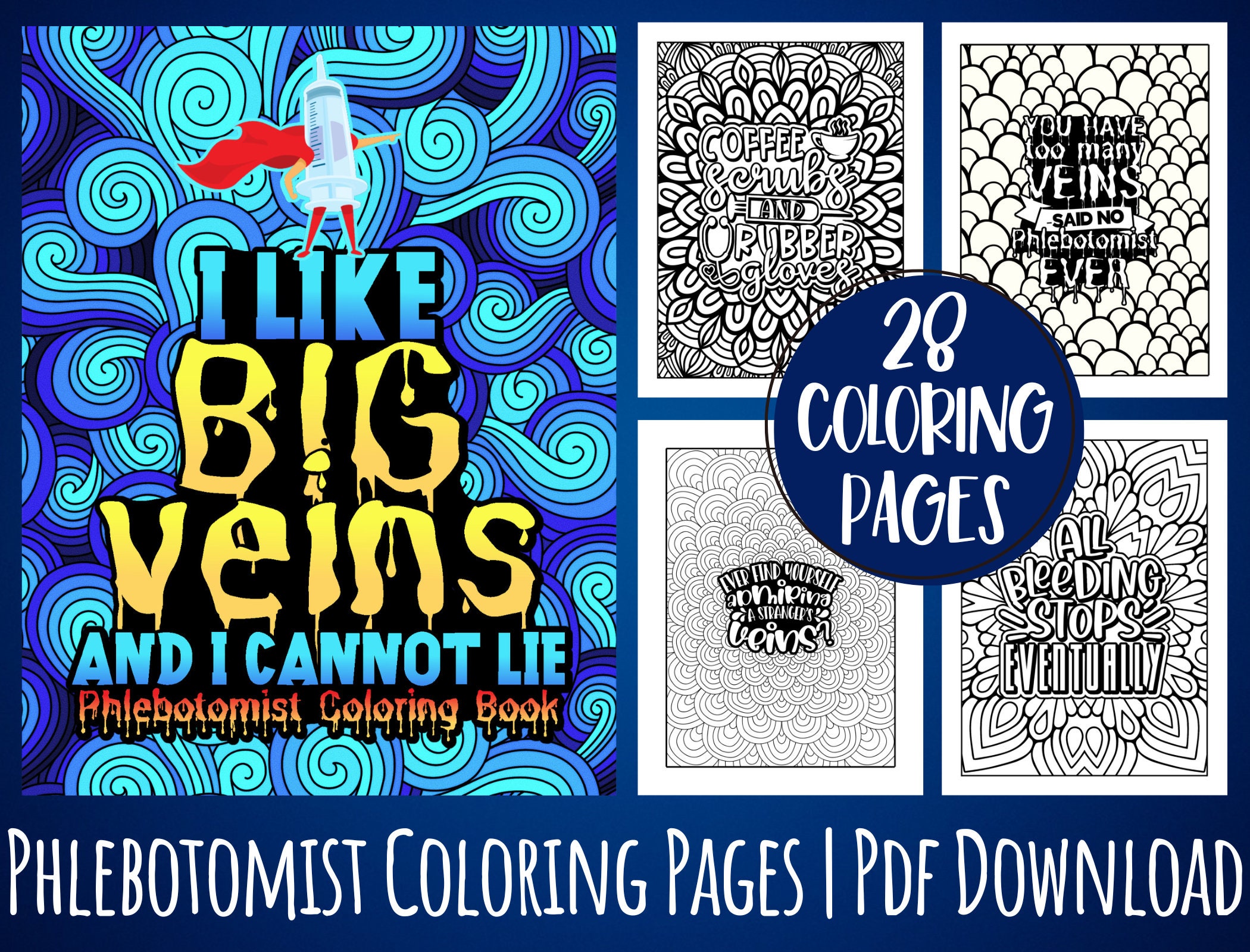 Phlebotomist Coloring Book Pages for Adults, Funny & Snarky ...