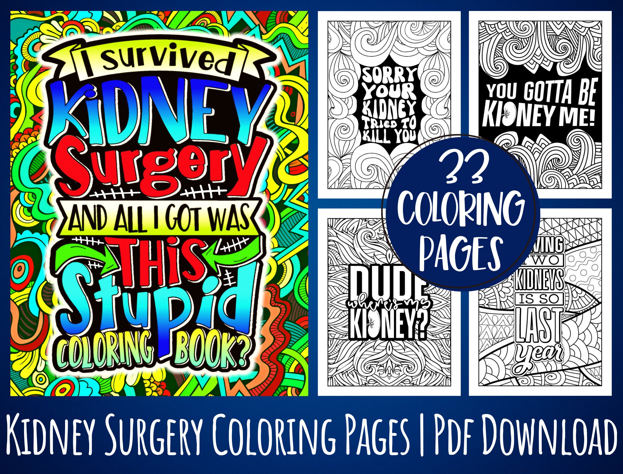 Kidney Transplant Surgery Recovery Coloring Book Pages for Women, Men ...