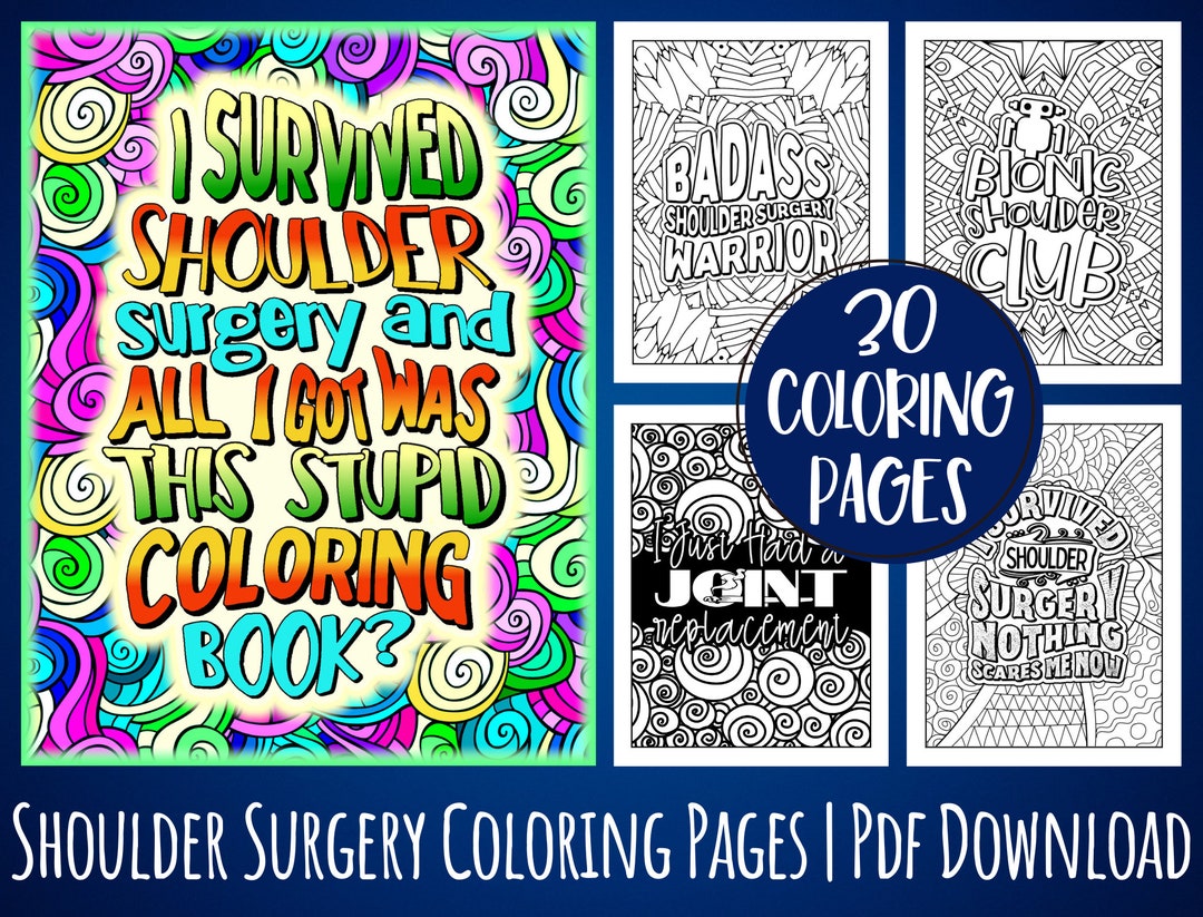 Funny Shoulder Surgery Recovery Coloring Book Pages - Etsy