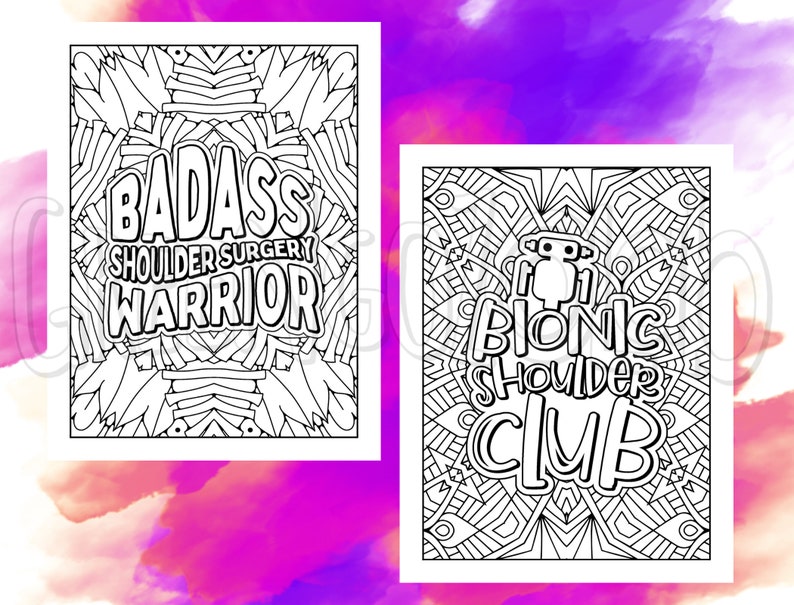 Funny Shoulder Surgery Recovery Coloring Book Pages - Etsy