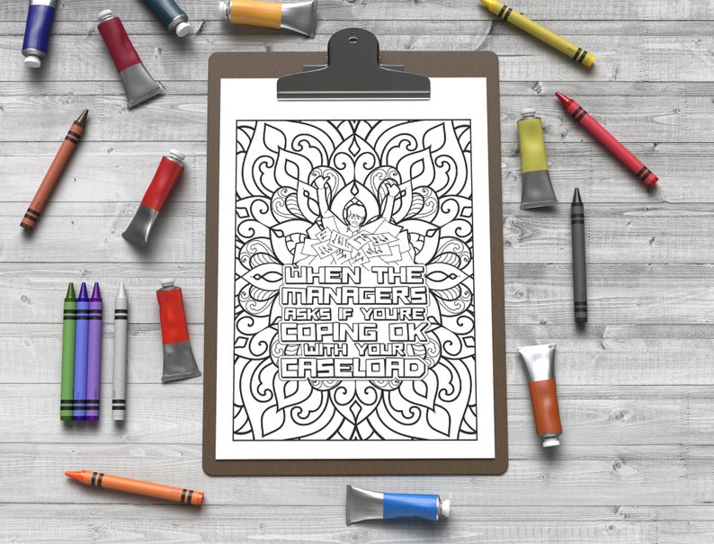Case Manager Coloring Book Pages for Adults, Funny & Snarky Case ...