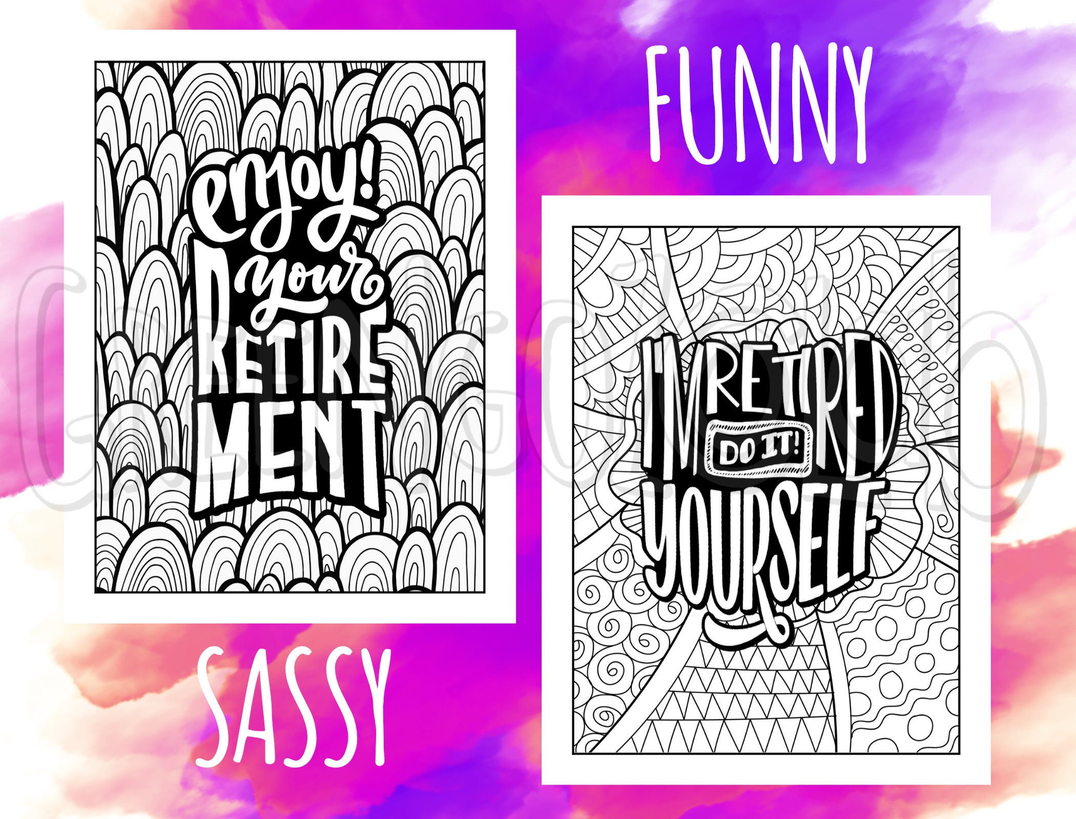 Retirement Adult Coloring Book Pages for Retirees, A Funny Retirement ...