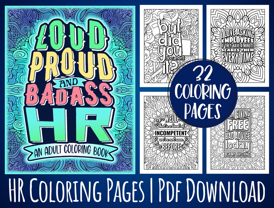 HR Adult Coloring Book Pages for Women, Men | Funny Human Resources ...