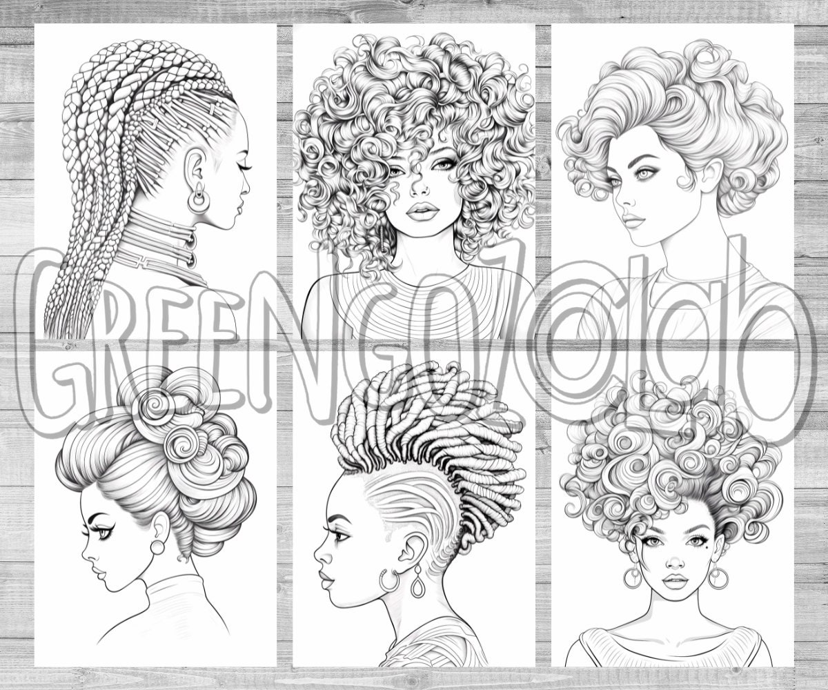 Beautiful Women Hairstyle Coloring Book Pages for Adults - Etsy